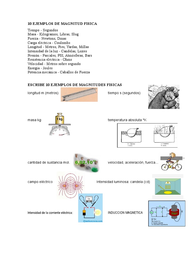 10 Ejemplos de Magnitud Fisica
