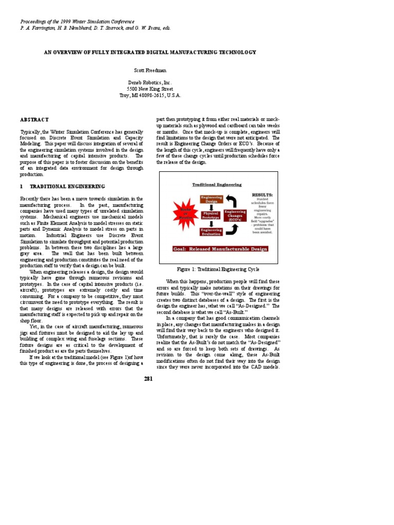 1999 - An Overview of Fully Integrated Digital Manufacturing Technology ...