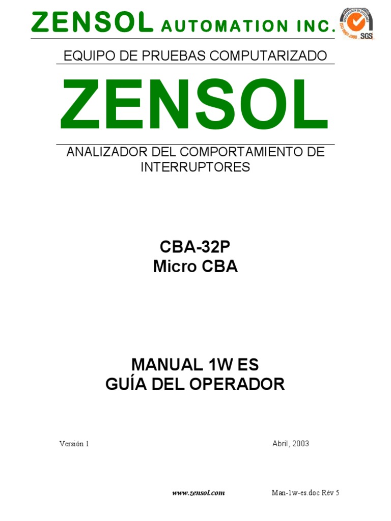 Manual de Operador CBA-32P Zensol | PDF | Sensor | Muestreo ...