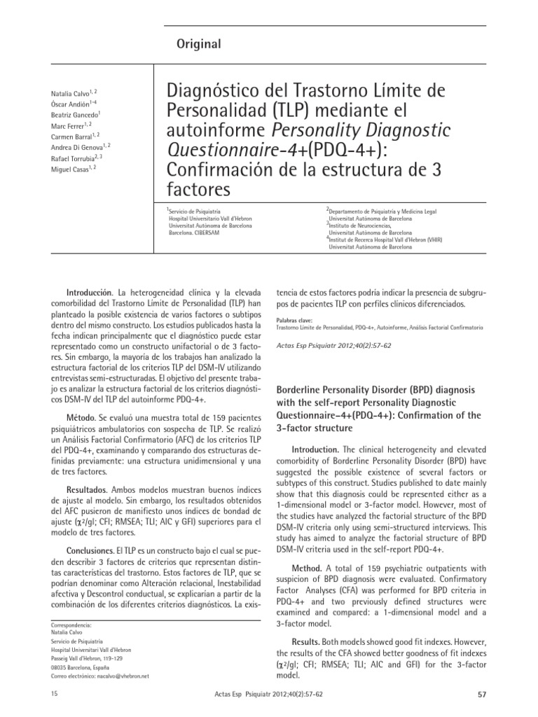 Fundamento cuestionario PDQ-4+ PERSONALIDAD.pdf | Desorden hiperactivo ...