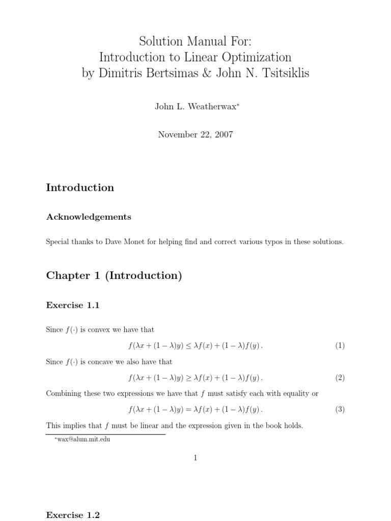 Weather Wax Bertsimas Solutions Manual | PDF | Mathematical ...