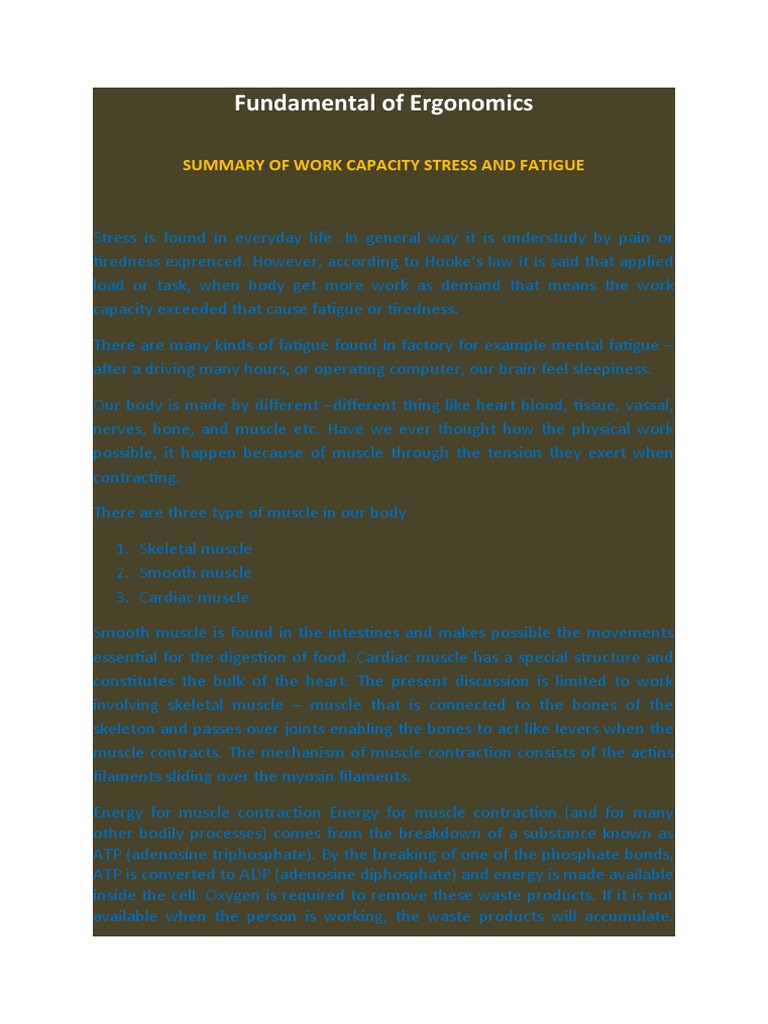 Understanding Muscle Fatigue and Work Capacity | PDF | Muscle ...