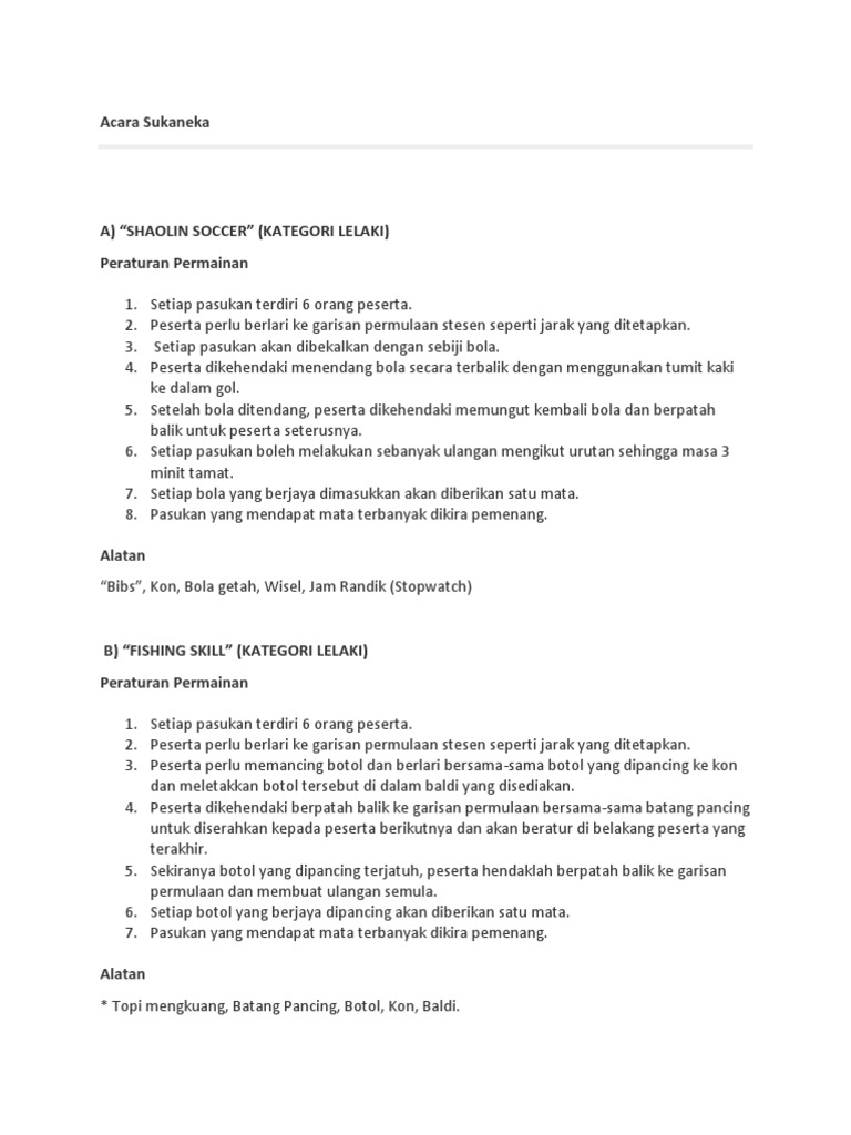 Acara Sukaneka | PDF