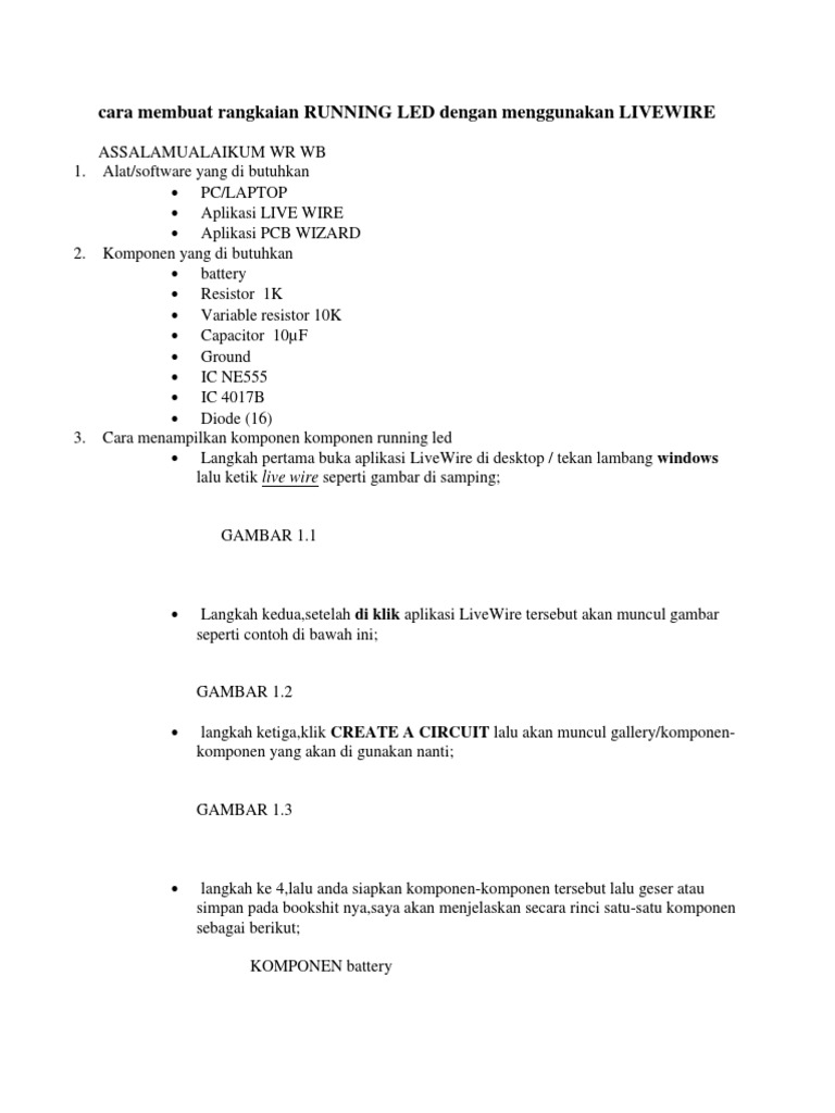 Cara Membuat Rangkaian RUNNING LED Dengan Menggunakan LIVEWIRE | PDF