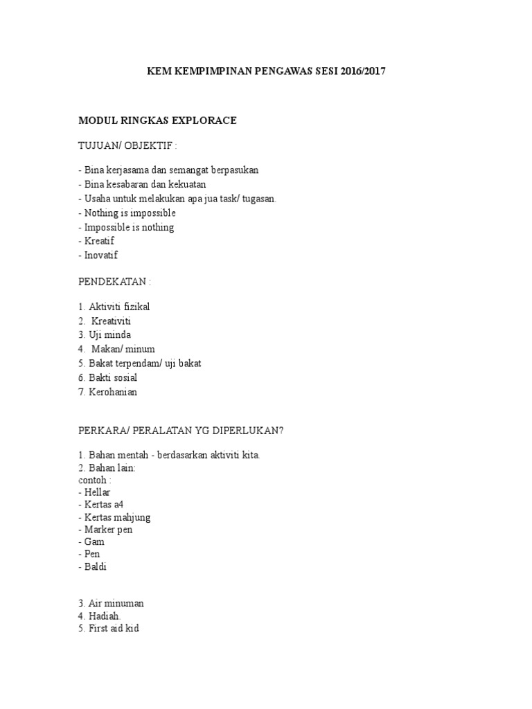 Modul Ringkas Explorace | PDF