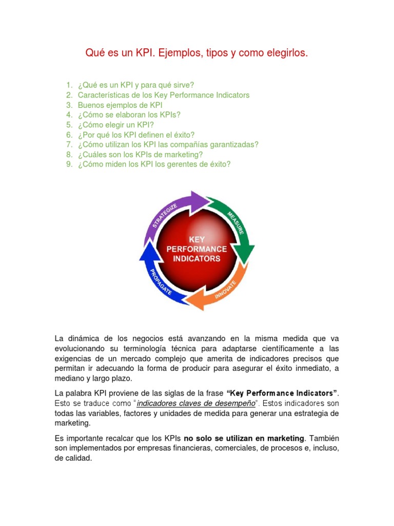 Ejemplos y Tipos de KPIs en Empresas | PDF | Marketing | Business