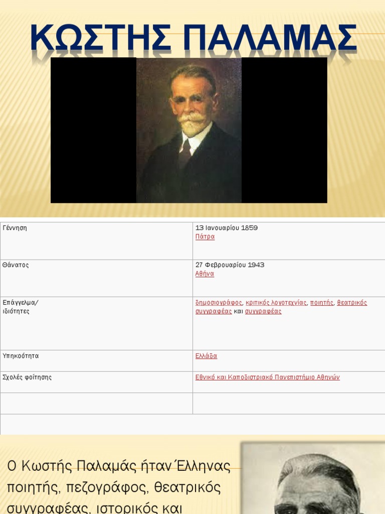 ΚΩΣΤΗΣ ΠΑΛΑΜΑΣ Powerpoint | PDF