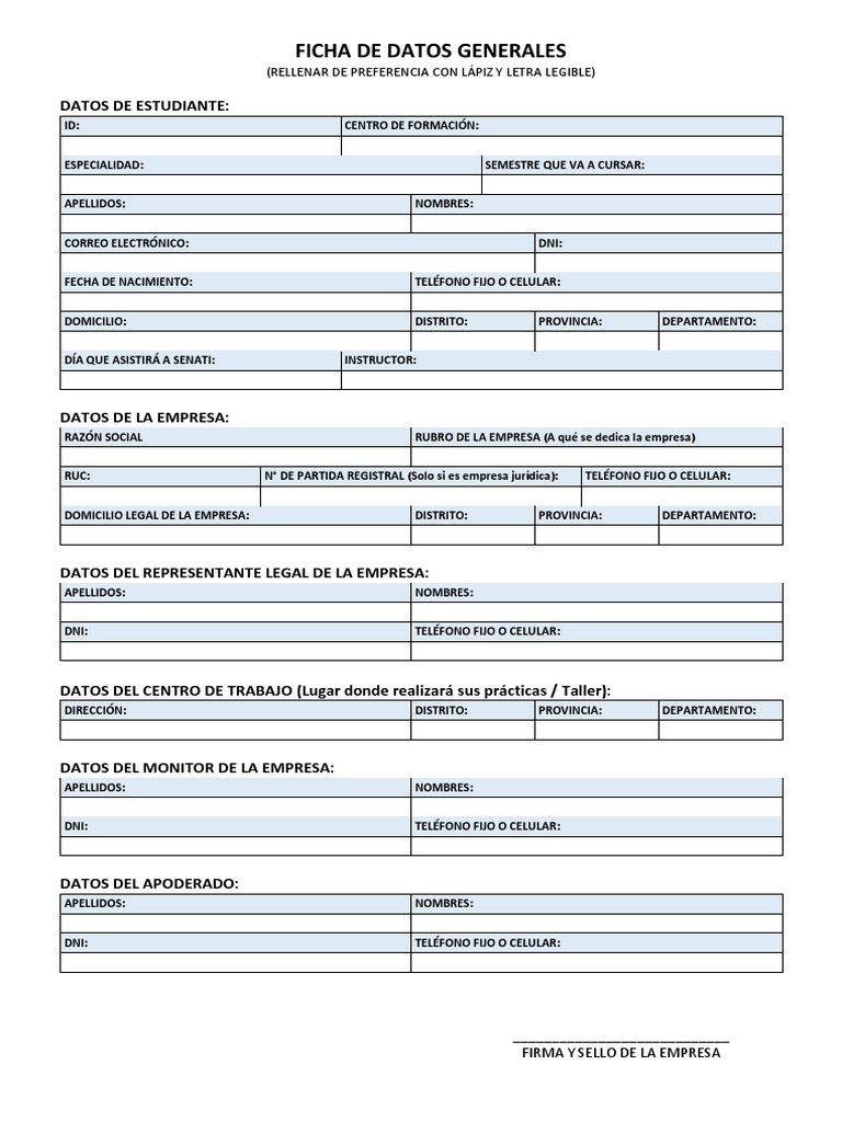 Ficha de Datos Generales PDF | PDF