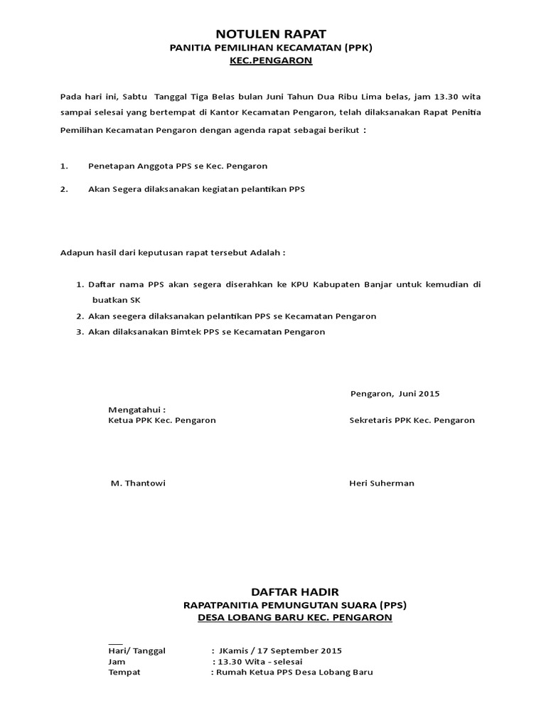 Notulen Rapat Pps | PDF