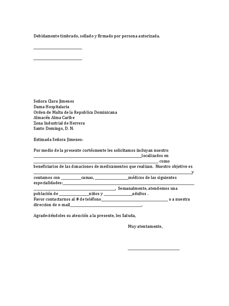 Modelo Carta Para Solicitar Donacion Modelo Carta Para Solicitar Donacion