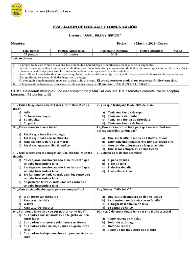 Prueba de Juan - Julia y Jerico | PDF