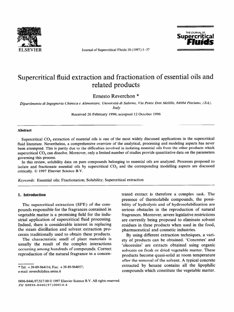 SFE Fractionation Essential Oil | PDF | Supercritical Fluid | Solubility