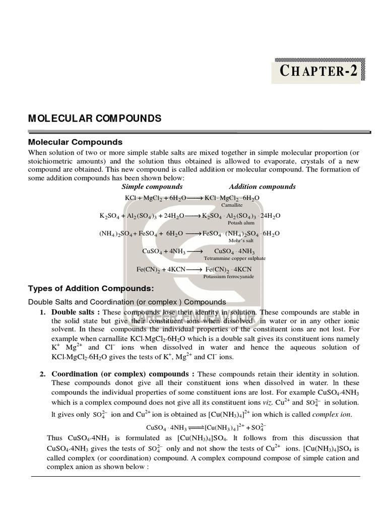 (Career Endeavour) MOLECULAR COMPOUNDS | PDF | Coordination Complex | Ligand