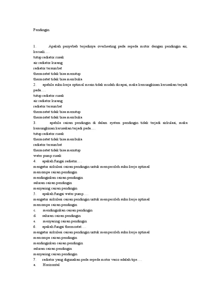 Soal TBSM X Tdo | PDF