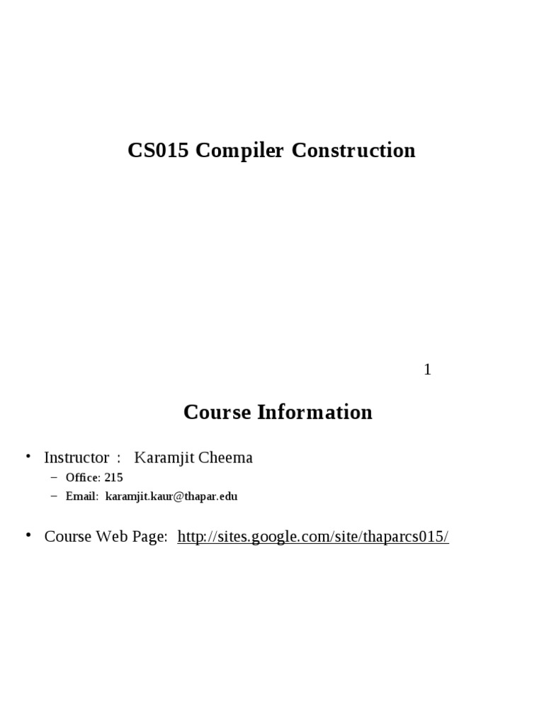 Lec00 Outline | PDF | Parsing | Compiler