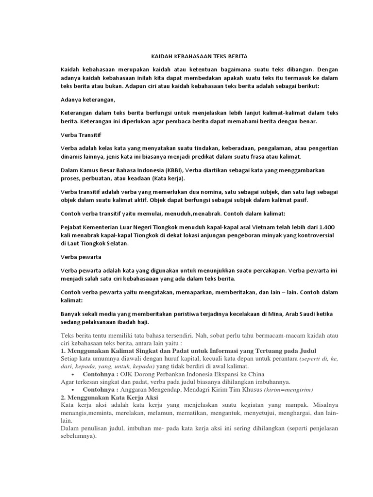 Kaidah Kebahasaan Teks Berita | PDF