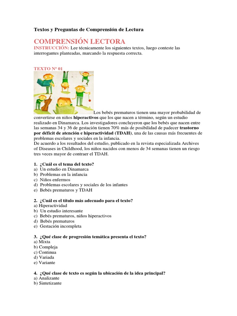 Textos y Preguntas de Comprensión de Lectura | PDF | Desintegración ...