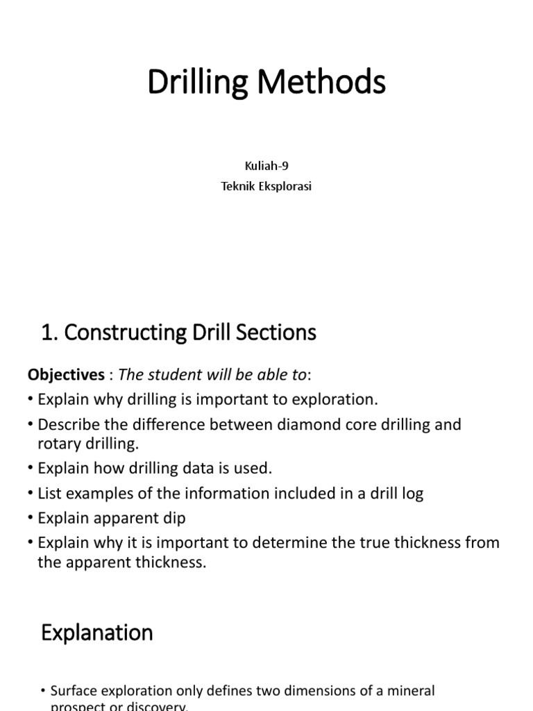 Drilling Methods Kuliah 9 Teknik Eksplorasi Download Free Pdf