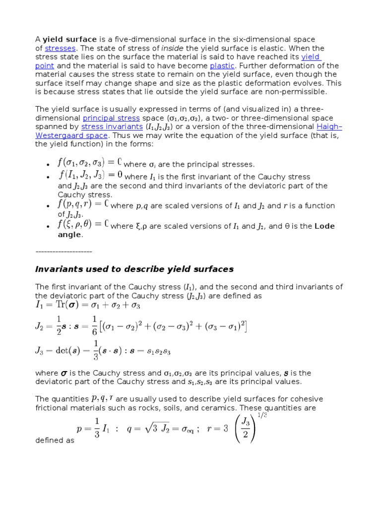 Yield Surface | PDF | Chemical Product Engineering | Deformation ...