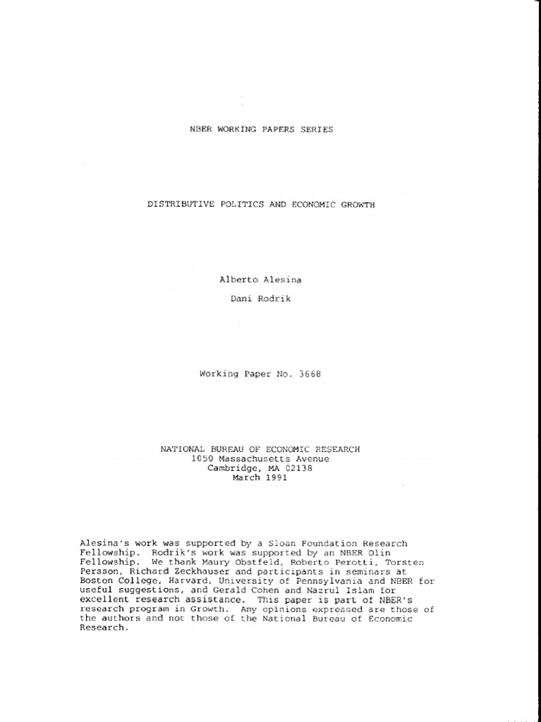 Fellowship. Rodrik's Work Was Supported by An NBER Olin Fellowship. We ...