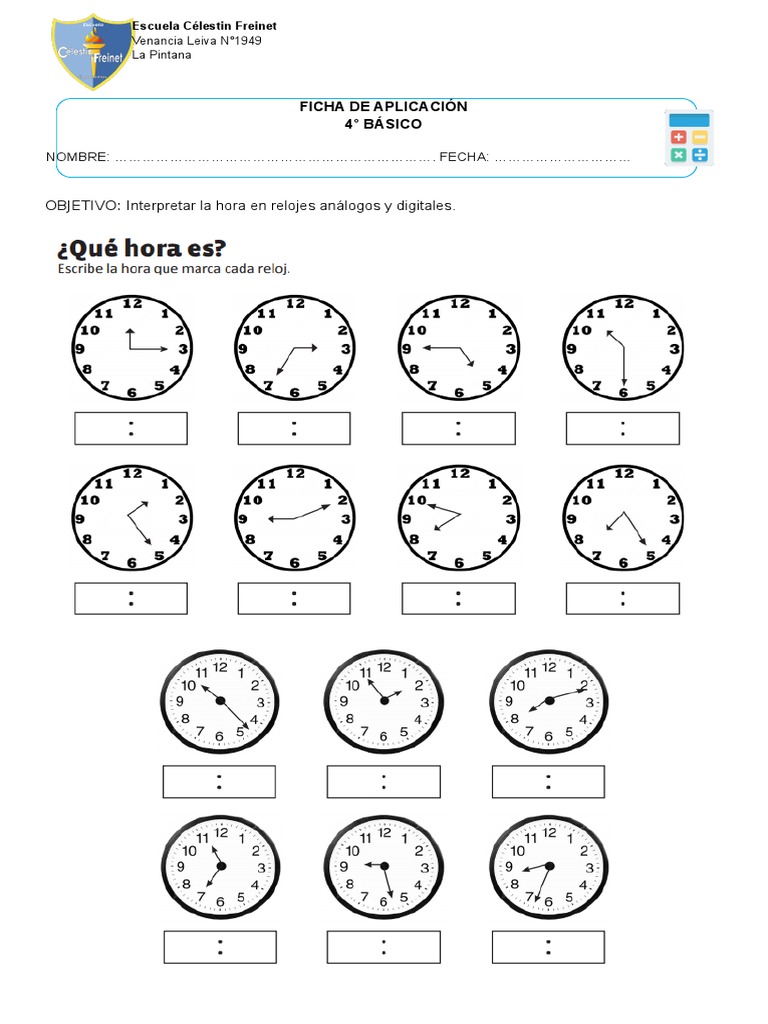 Ficha - Qué Hora Es | PDF