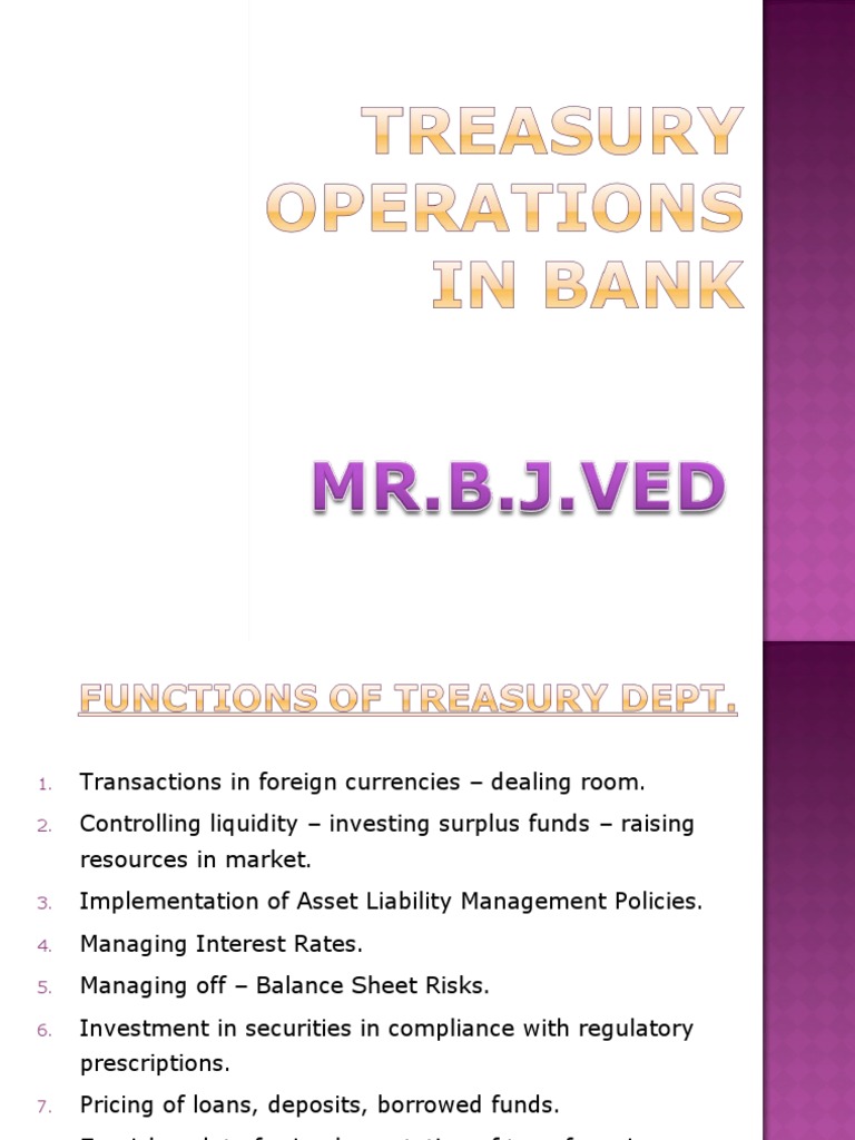 Treasury Operations in Banks Overview | PDF