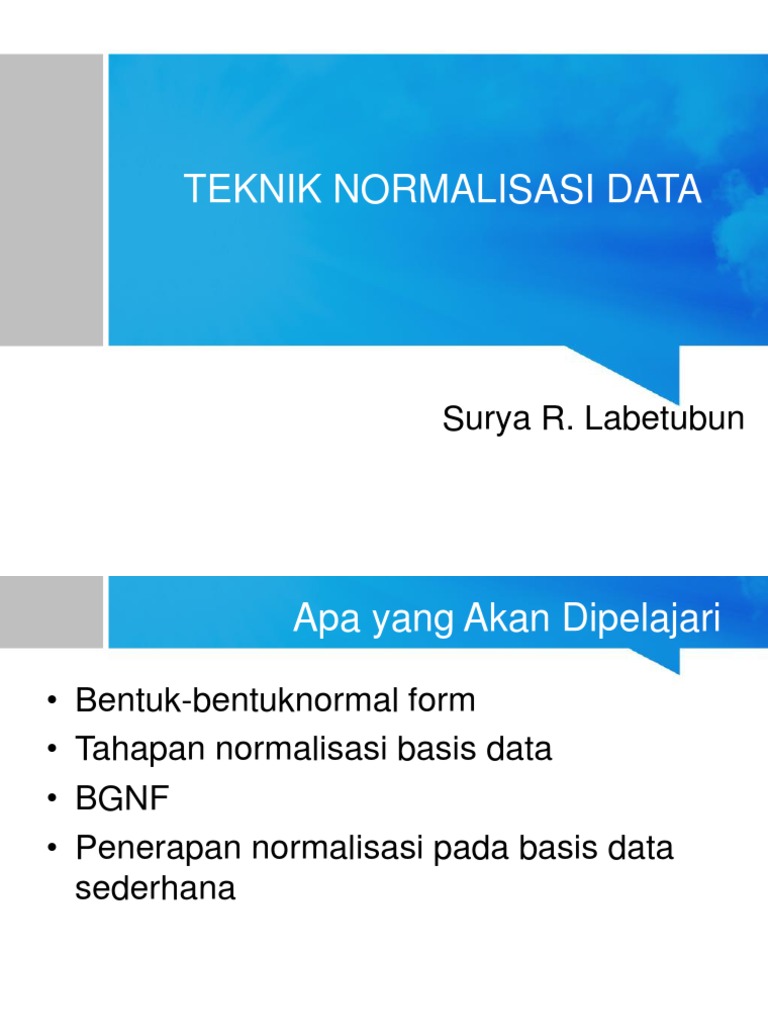 3 - Teknik Normalisasi Data | PDF