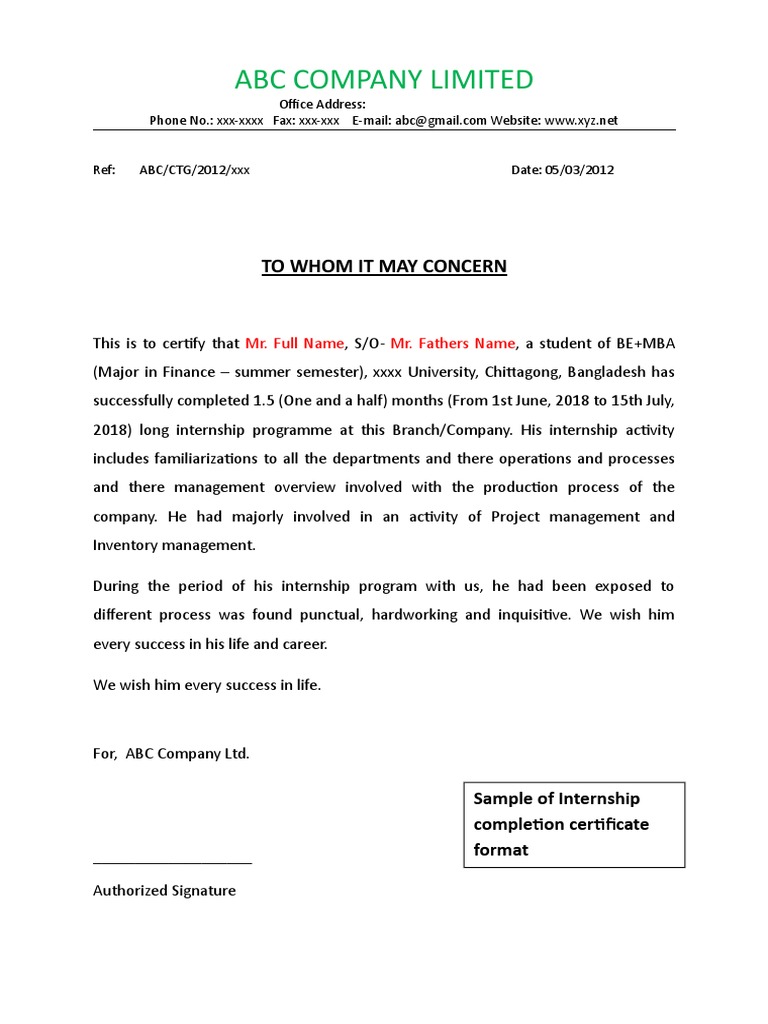 Internship Completion Certificate Sample | PDF | Career & Growth | Business
