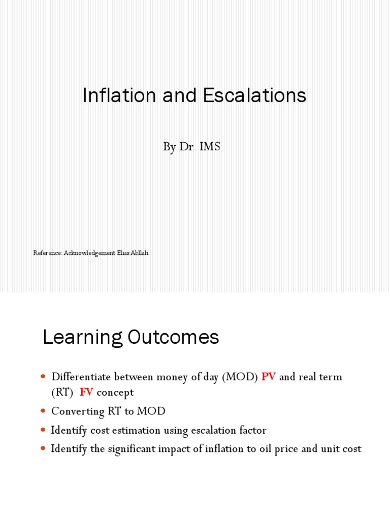 3.2 Time Value of Money Inflation Escalation | PDF | Inflation | Money