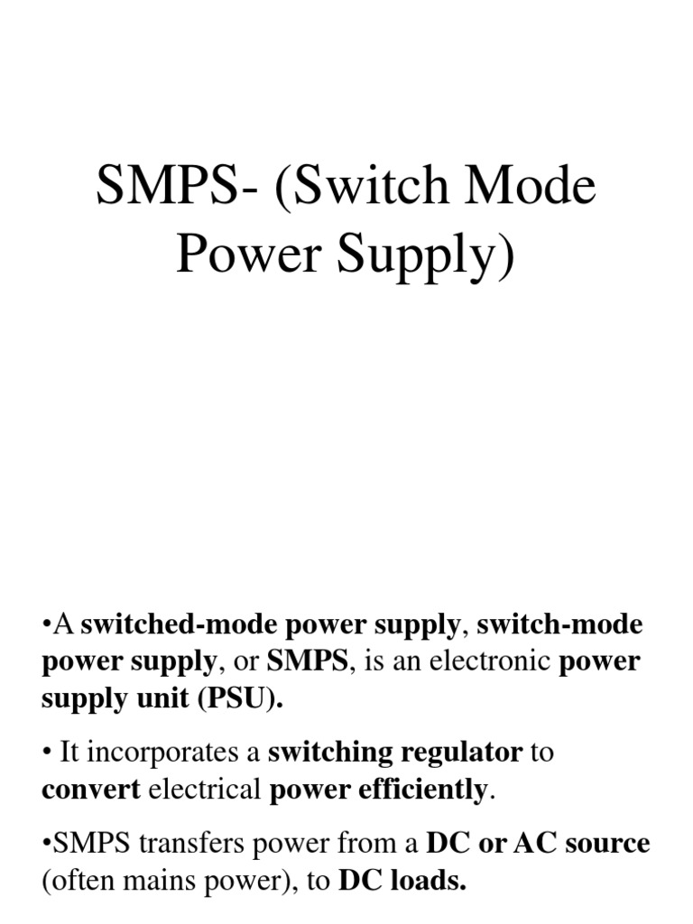 SMPS - (Switch Mode Power Supply) | PDF | Power Supply | Direct Current