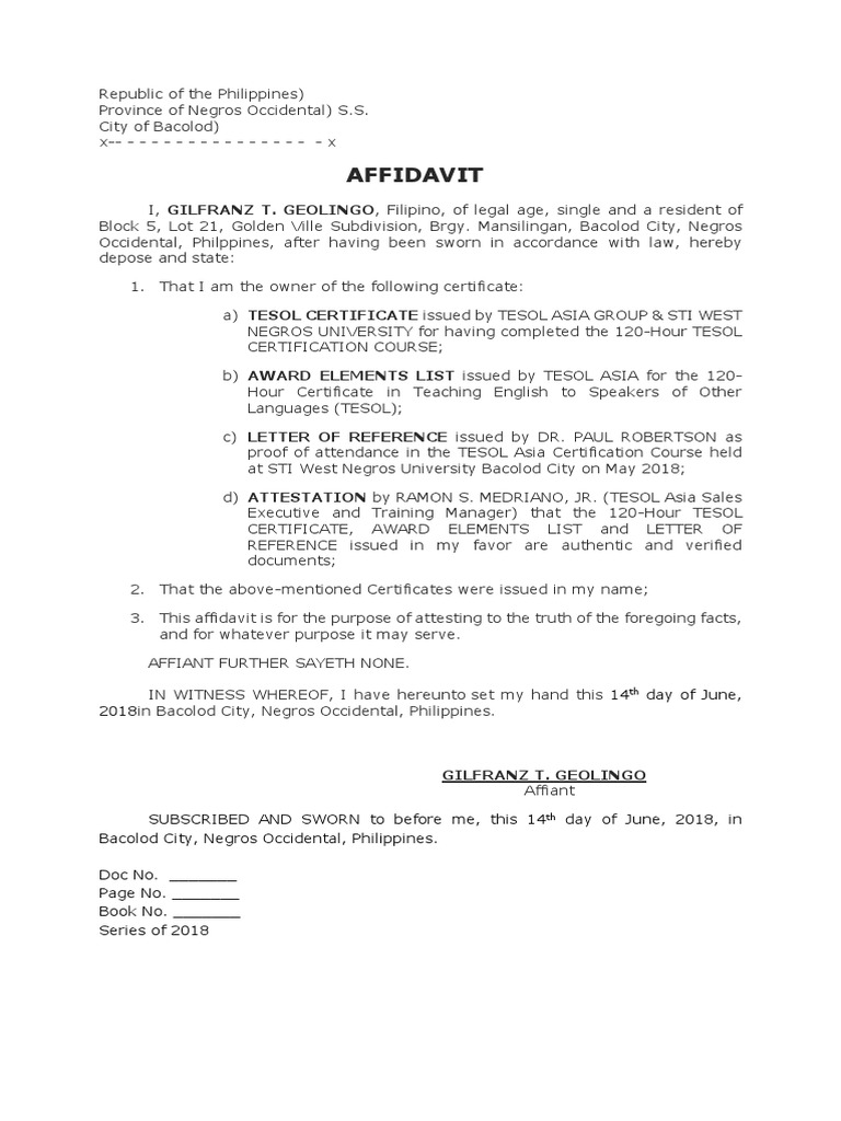 Affidavit CANA2 | Affidavit | Civil Law (Common Law)