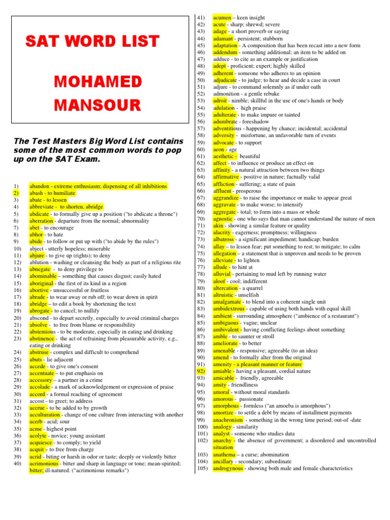 Sat Word List | PDF