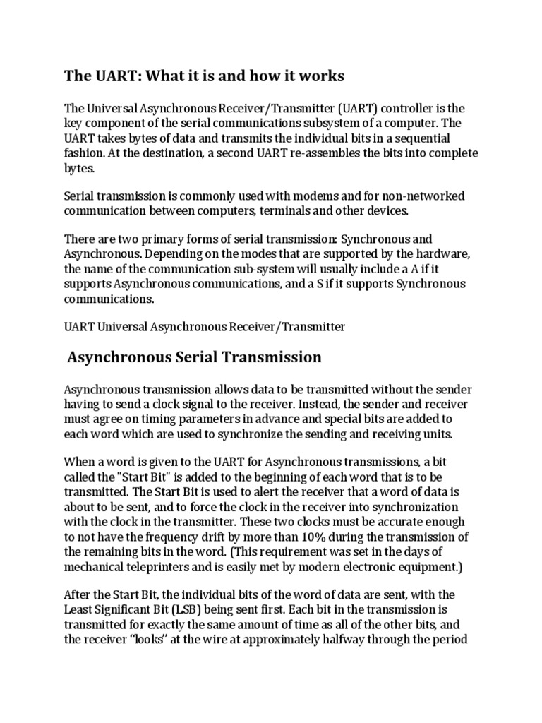 The UART | Download Free PDF | Physical Layer Protocols | Computer ...