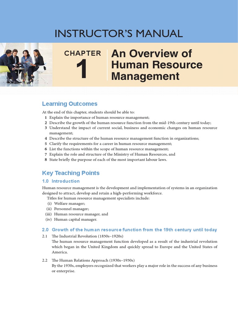 HRM Instructor's Manual - Chapter 1 | Employment | Human Resource ...