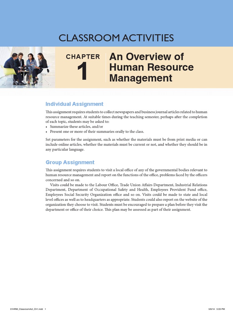 HRM Classroom Activities - Chapter 1 | PDF | Human Resource Management ...