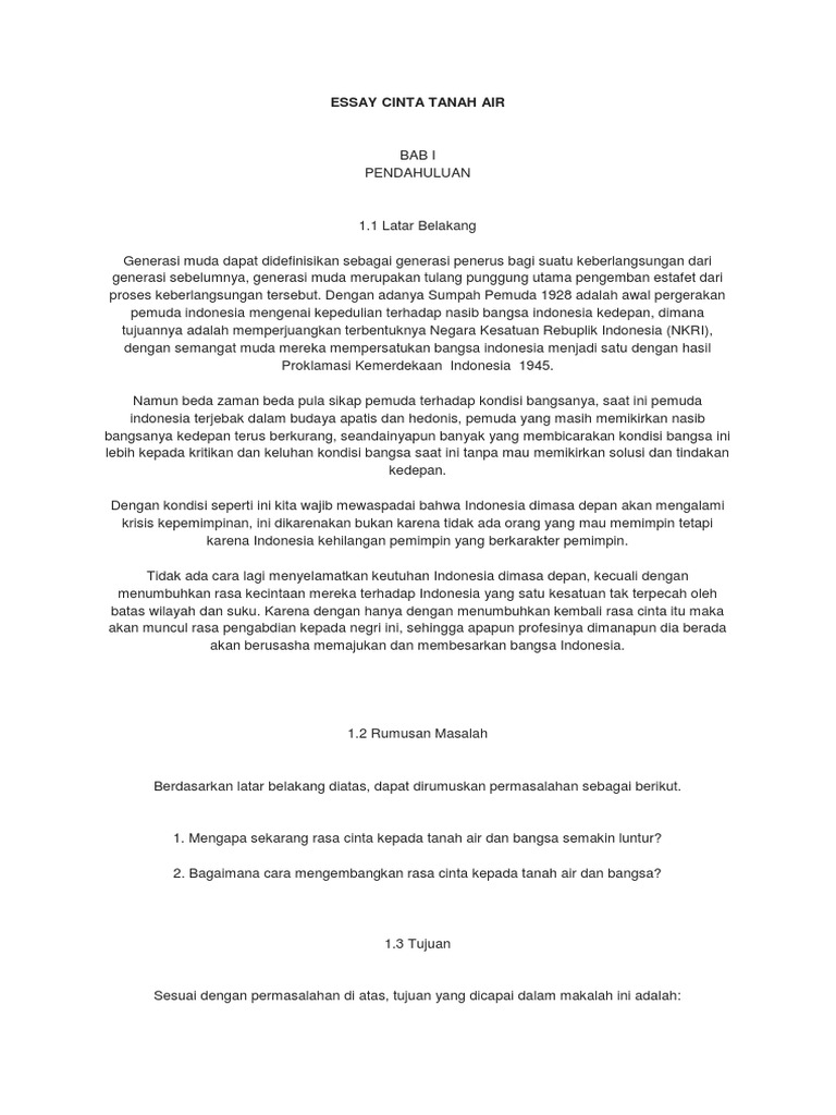 Essay Cinta Tanah Air | PDF | Ilmu Sosial | Kesehatan Holistik