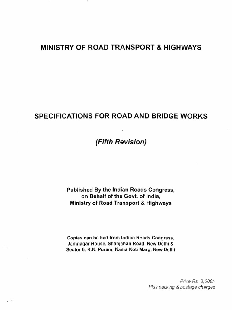 01-MoRTH Road Specification 5th Revision - Cropped | PDF | Road Surface ...