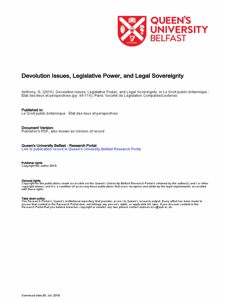 Devolution Issues Legislative Power | PDF | Parliament Of The United ...
