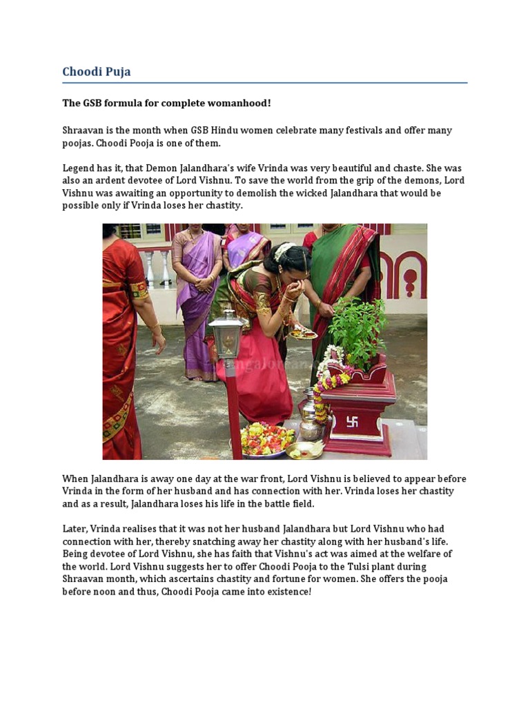 Choodi Puja: The GSB Formula For Complete Womanhood! | PDF