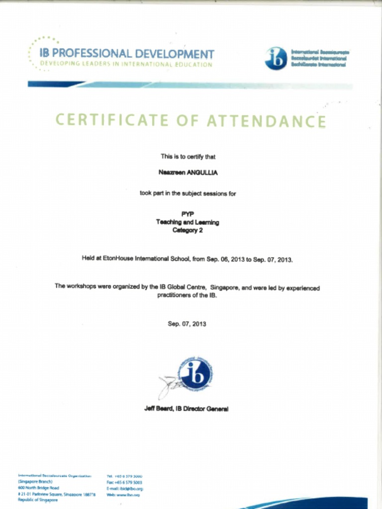 Ib Pyp Certificate | PDF