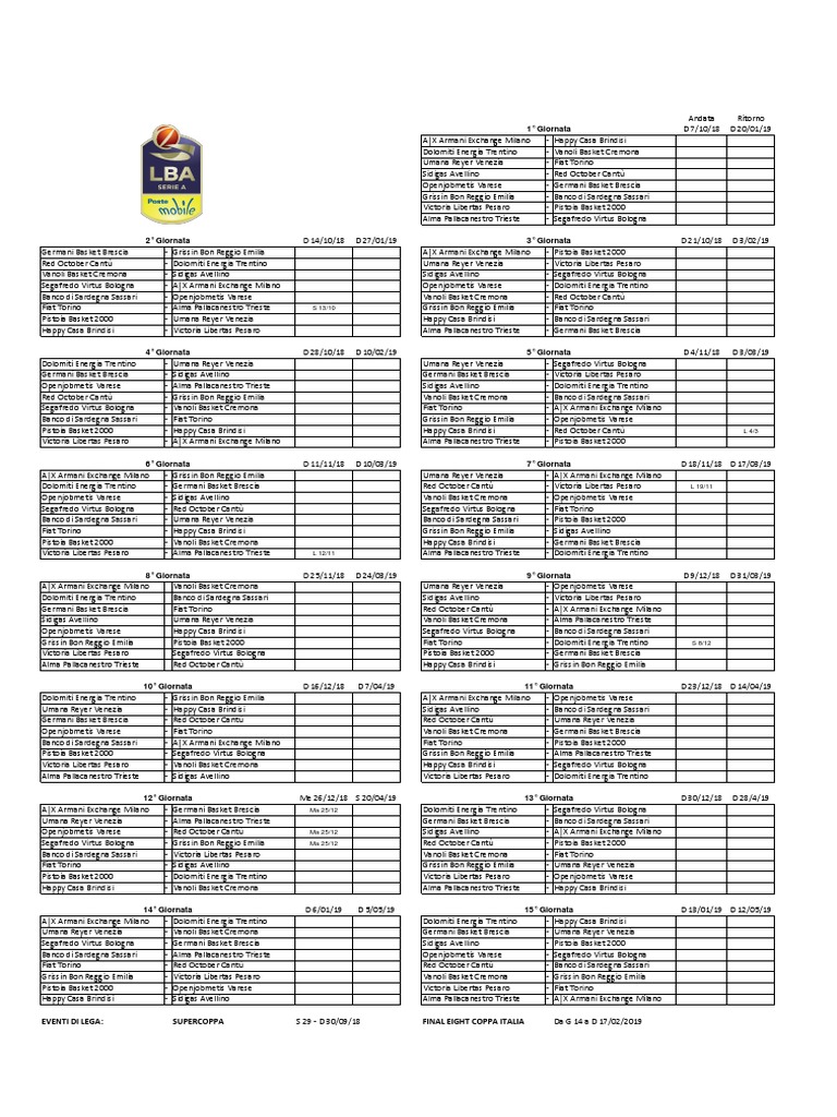 Calendario Lba | PDF