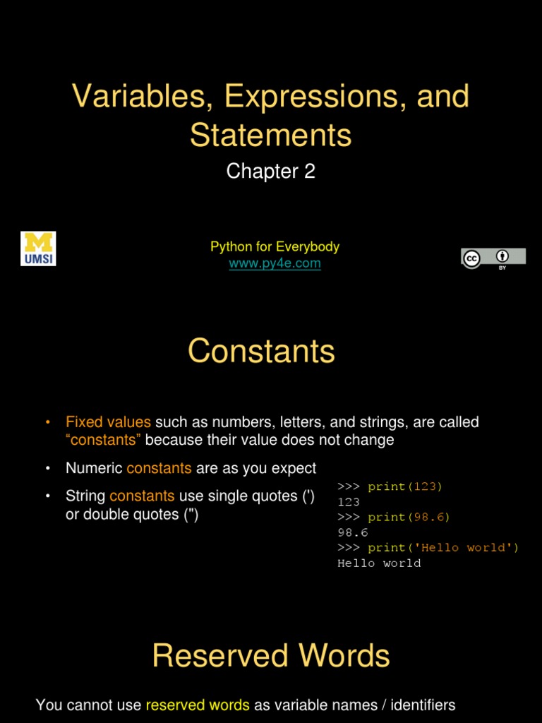 Pythonlearn 02 Expressions | PDF | Variable (Computer Science) | Exponentiation
