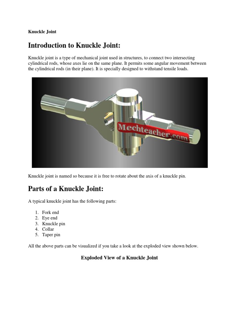 Knuckle Cotter Joint | PDF | Stress (Mechanics) | Mechanical Engineering