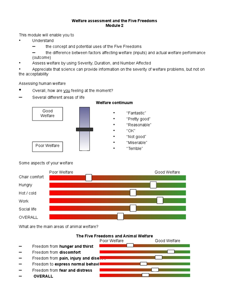 Welfare Assessment and The Five Freedoms - Module 2 | PDF | Animal ...