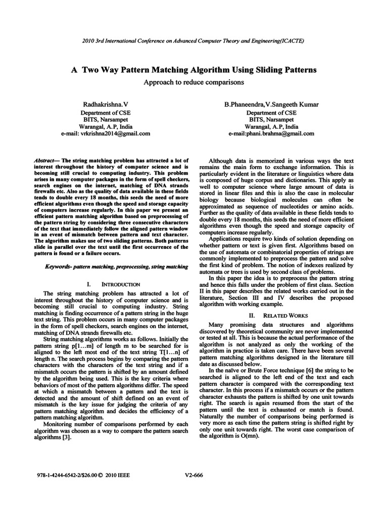 A Two Way Pattern Matching Algorithm Using Sliding Patterns | Download ...