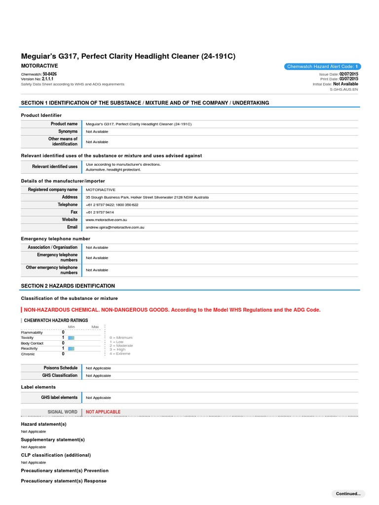 G317 - MSDS | PDF | Toxicity | Hydroxide