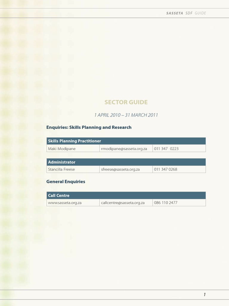 Sasseta SDF Guide | PDF | Diploma | Employment
