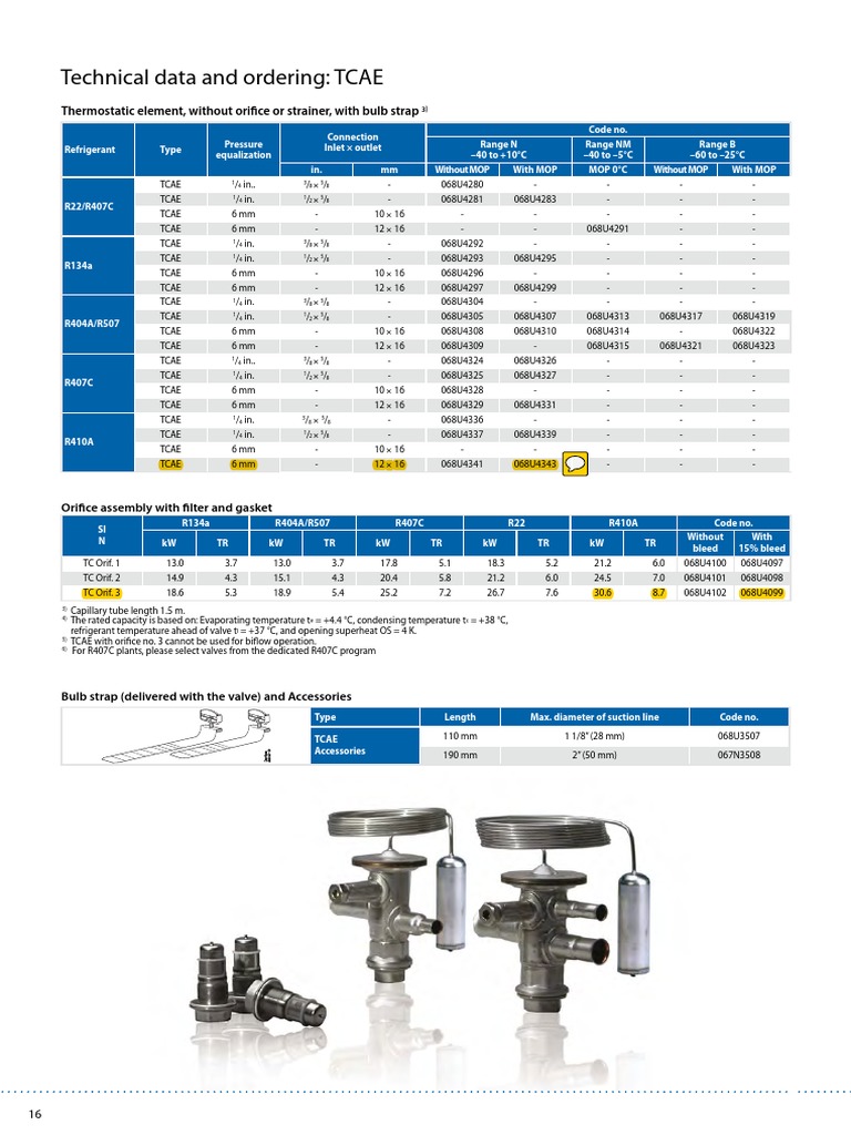 Thermostatic Expansion Valve Data | PDF | Thermodynamics | Chemical ...