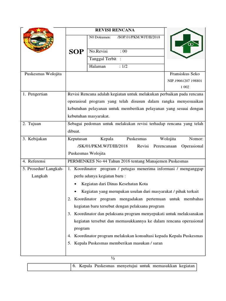 Sop Revisi Rencana | PDF