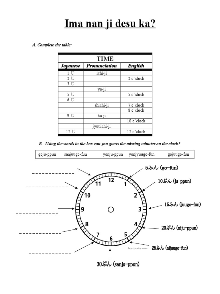 Telling Time in Japanese | PDF